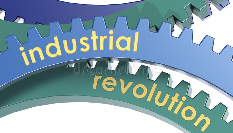 Industrial Revolution on Blue Cogs Isolated Stock Illustration ... Industrial Revolution on Blue Cogs Isolated Stock Illustration ...
