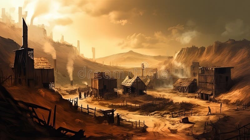 Industrial Revolution Period in Greece Artwork Stock Illustration ...
