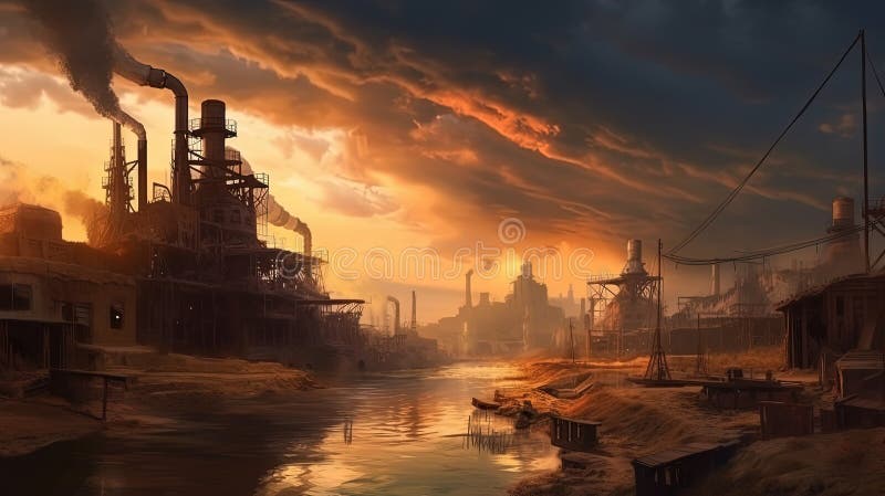 Industrial Revolution Period in Iraq Artwork Stock Illustration ...