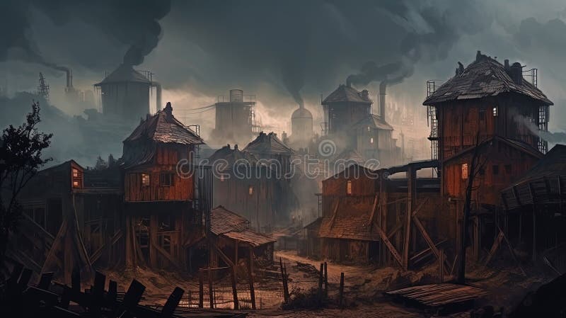 Industrial Revolution Period in Italy Artwork Stock Illustration ...