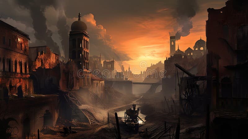 Industrial Revolution Period in Rome Artwork Stock Illustration ...