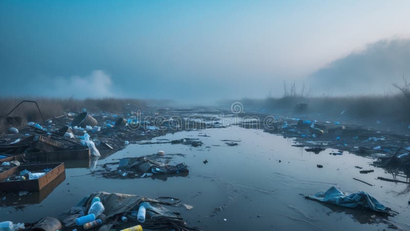 Industrial River Pollution with Waste and Debris Stock Image - Image of ...
