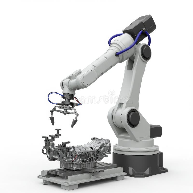 Industrial Robot Arm Assembling Engine Part Stock Photos - Free ...