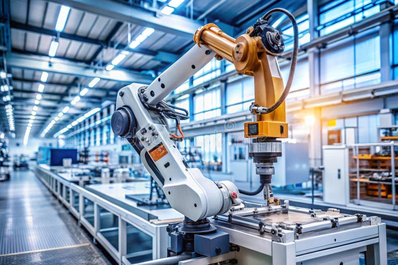 Industrial Robot Arm: Automation in Electronics Manufacturing Stock ...