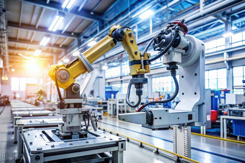 Industrial Robot Arm: Automation in Electronics Manufacturing Stock ...