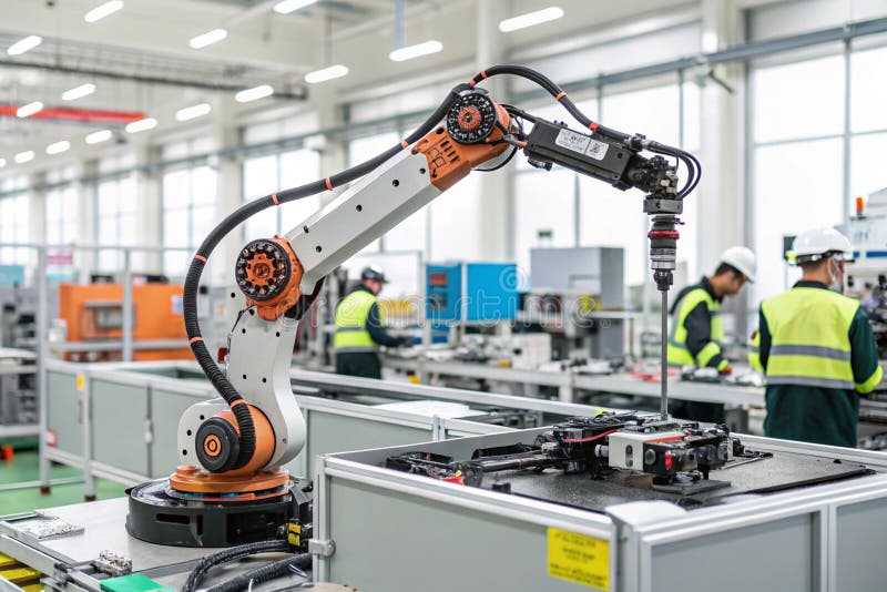 Industrial Robot Arm: Automation in Electronics Manufacturing Stock ...