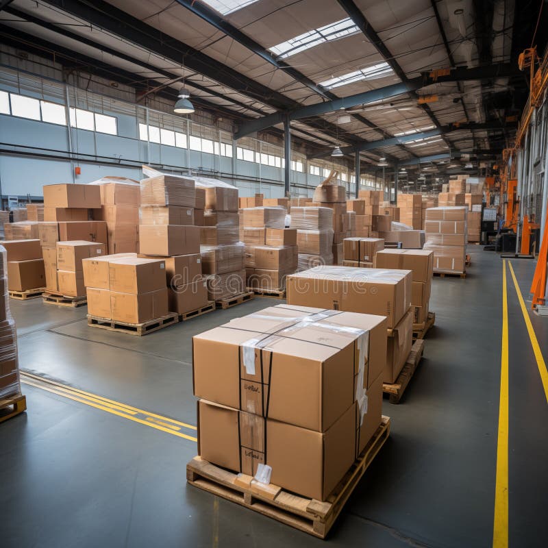 Stack of Cartons at Logistics Warehouse, Warehouse Full of Cardboard ...