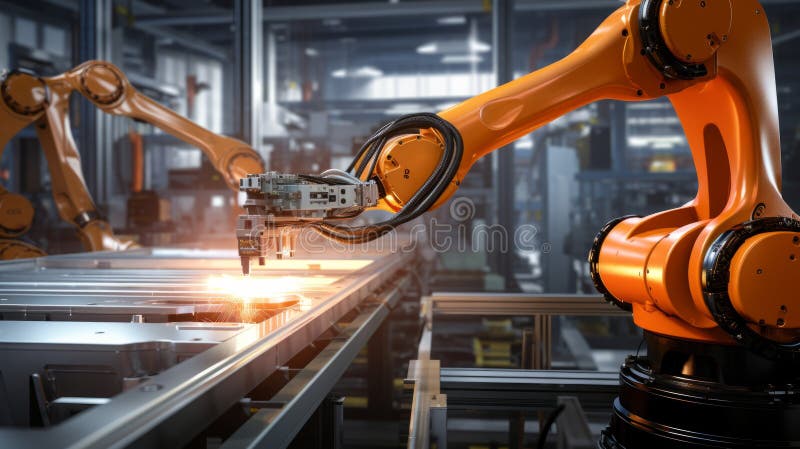 Industrial Robot Arm Performing a Complex Task Stock Illustration ...