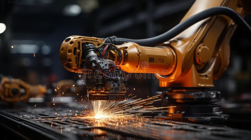 Industrial Robot Assembling Spaceship Exteriors in a Futuristic ...