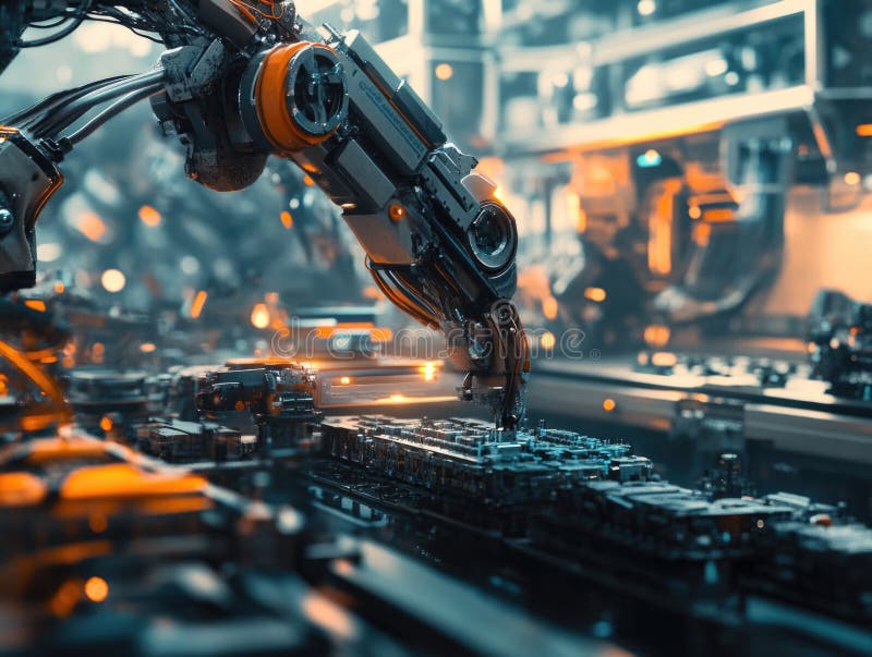 Industrial Robot Assembly stock image. Image of line - 378529985