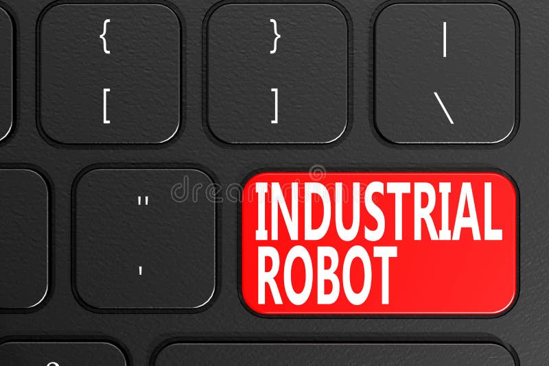 Industrial Robot on Black Keyboard Stock Illustration - Illustration of ...