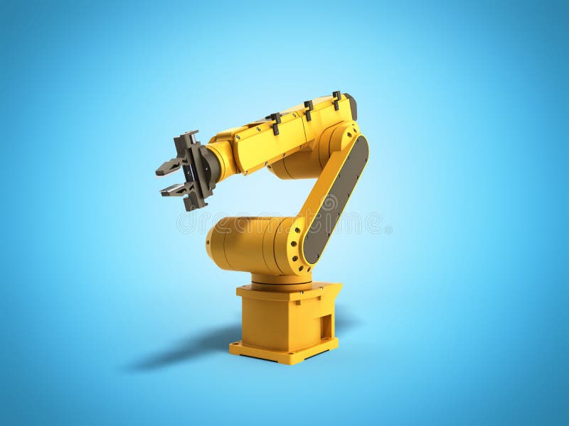 Industrial Robot on Blue Background 3D Rendering Stock Illustration ...