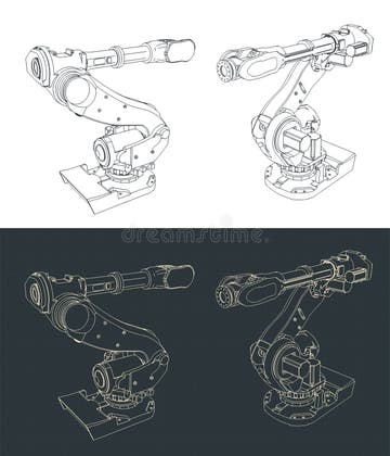 Industrial Robot Blueprints Stock Vector - Illustration of factory ...