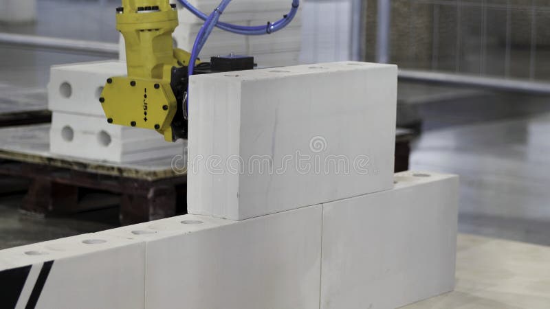 Industrial Robot Exhibit at Work. Media. Bricklayer Robot for Automated ...