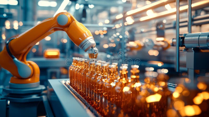 An Industrial Robot in a Factory, Modern Manufacturing Technology Stock ...