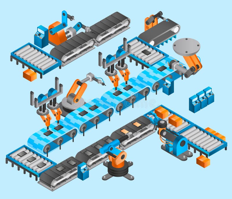 Industrial Robot Isometric Concept Stock Vector - Illustration of ...