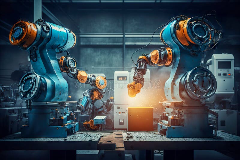 Industrial Robot on the Manufacturing Stock Illustration - Illustration ...