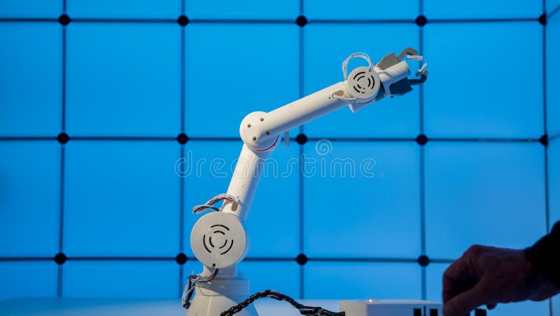 Industrial Robot in Mechatronics Laboratory. in the Background Stock ...