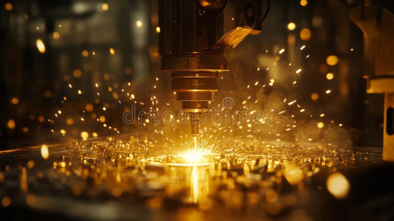 Industrial Robot Performing Precise Metal Cutting Operation Stock ...