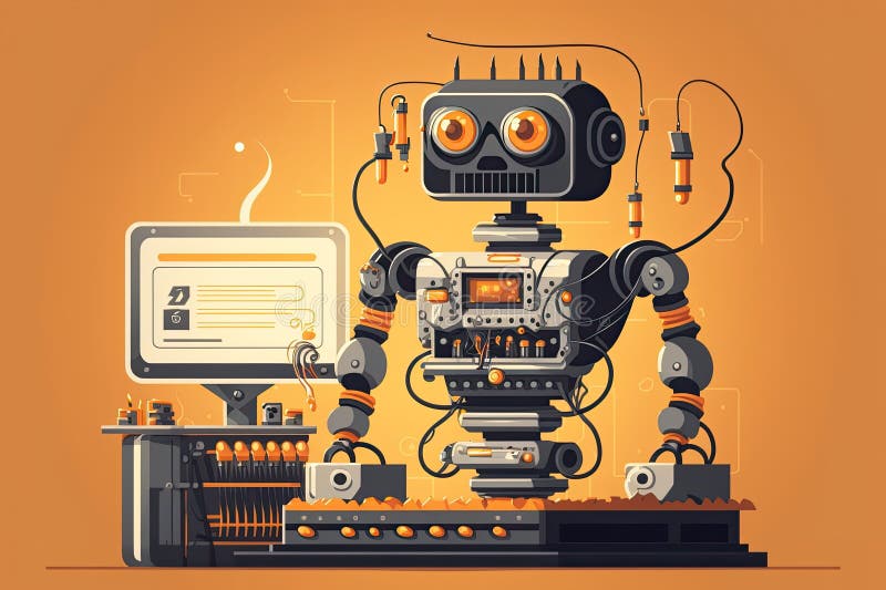 Industrial Robot With Programming Arm In An Automation System Stock Illustration Illustration