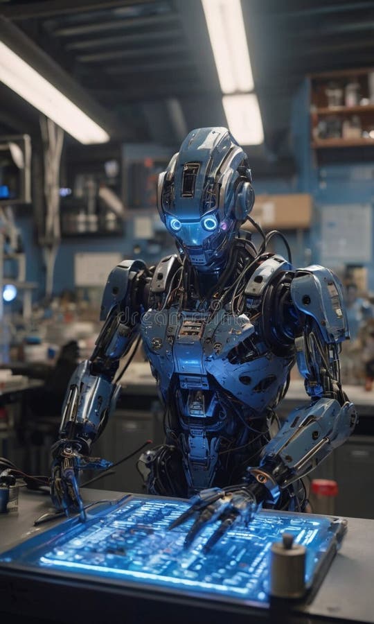 Industrial Robot Using Tablet Computer. Generative Ai Stock ...