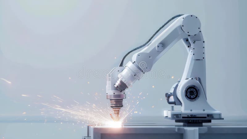 Industrial Robotic Arm Applying Precision Welding on a Small Metal ...