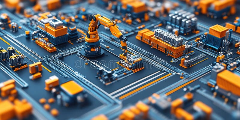 Industrial Robotic Arm Assembling Components in a Modern Manufacturing ...