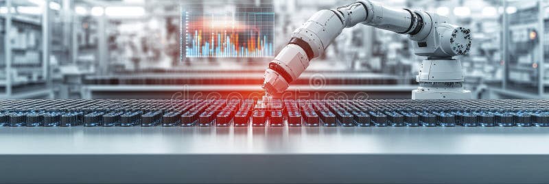 Industrial Robotic Arm with Futuristic Data Interface Stock ...