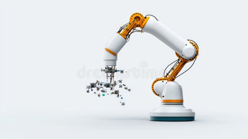 Industrial Robotic Arm with Grasping Mechanism Stock Illustration ...