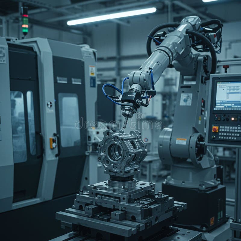 Industrial Robotic Arm Operating in a Manufacturing Facility. the Arm ...