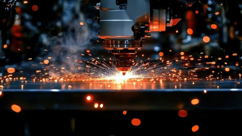 Industrial Robotic Arm Performing Precise Metalwork Sparks Stock Photos - Free & Royalty-Free ...