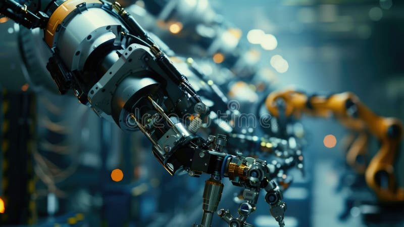 Industrial Robotic Arms with Precision Tools in Manufacturing Process ...