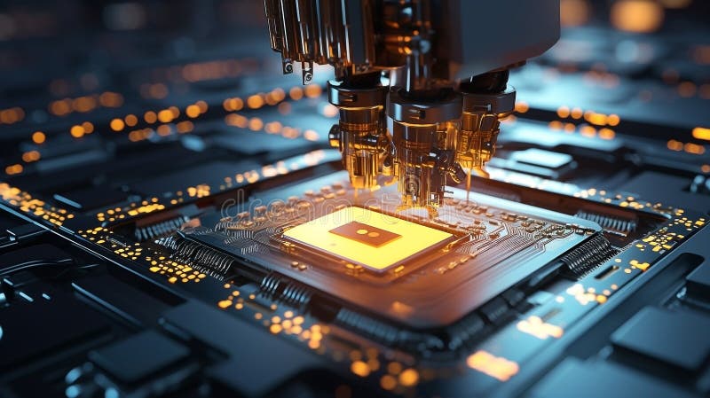 Industrial Robotic Manipulator End Effector Holding CPU Chip. Modern ...