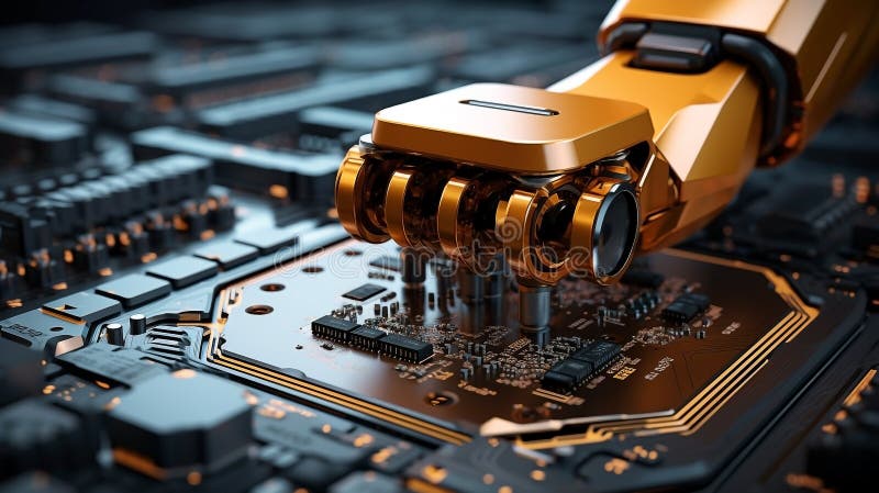 Industrial Robotic Manipulator End Effector Holding CPU Chip. Modern ...