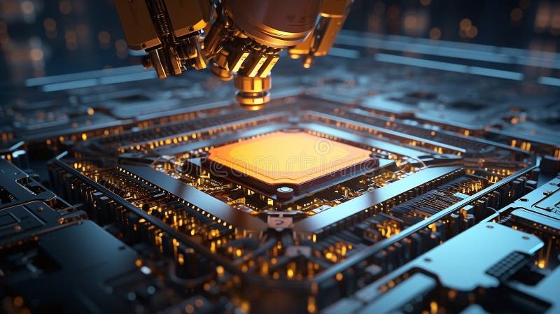 Industrial Robotic Manipulator End Effector Holding CPU Chip. Modern ...