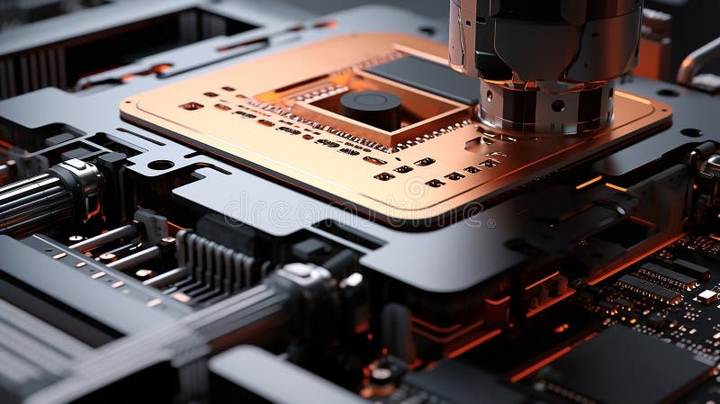 Industrial Robotic Manipulator End Effector Holding CPU Chip. Modern ...