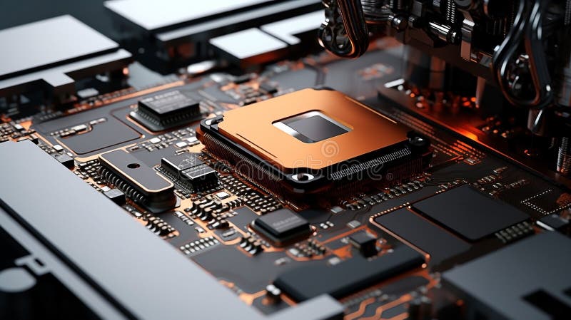 Industrial Robotic Manipulator End Effector Holding CPU Chip. Modern ...