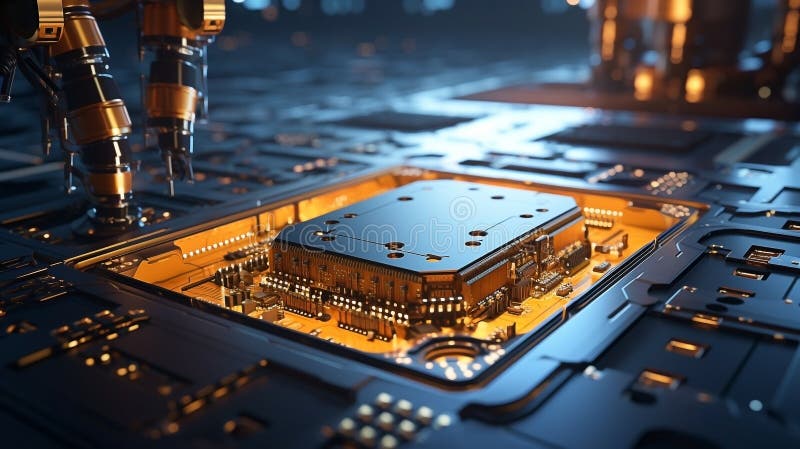 Industrial Robotic Manipulator End Effector Holding CPU Chip. Modern ...