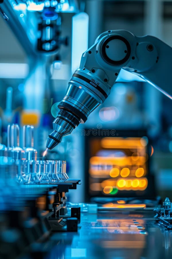 Industrial Robotics, an Automated Robotic Arm Engaged in Precise ...