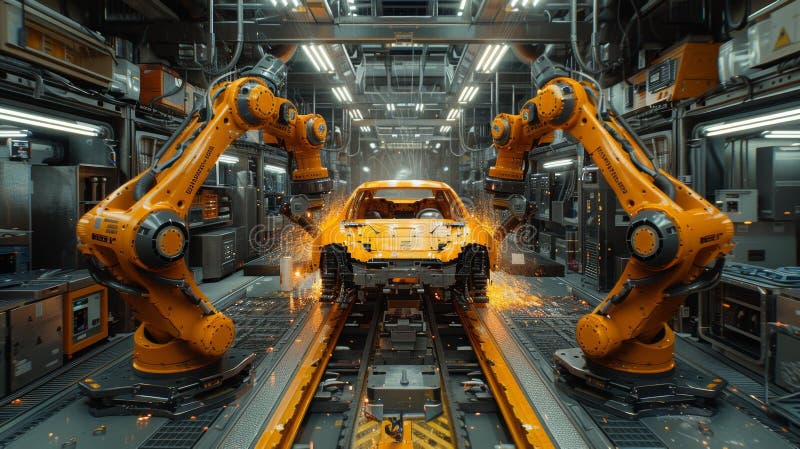 Industrial Robotics in a Car Assembly Line - Generative Ai Stock ... Industrial Robotics in a Car Assembly Line - Generative Ai Stock ...