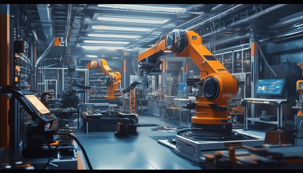 Industrial Robotics in a High-tech Manufacturing Facility during ...