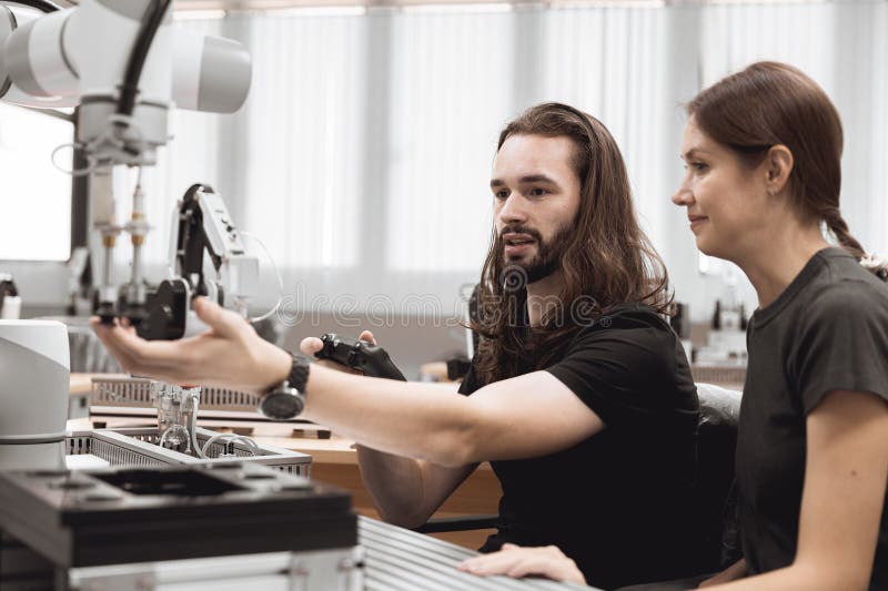 Industrial Robotics Program University Students Learning Education Mechanical Assembly with ...