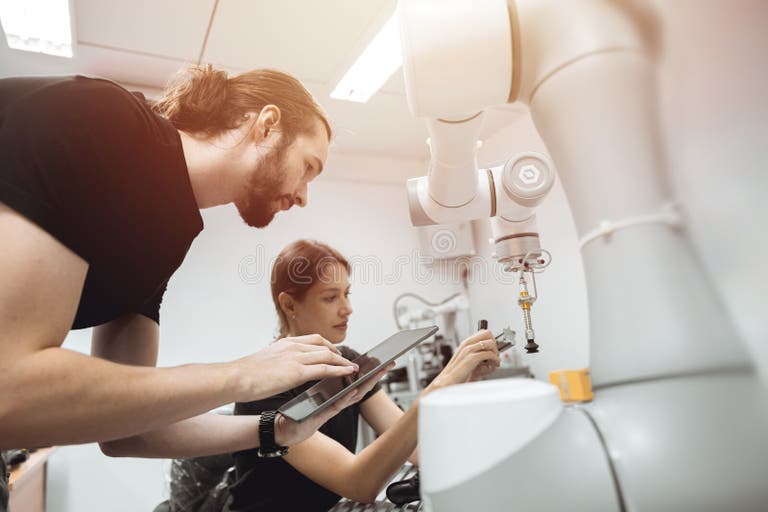 Industrial Robotics Program University Students Learning Education Mechanical Assembly with ...