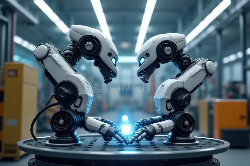 Industrial Robotics and Teamwork Stock Illustration - Illustration of ...