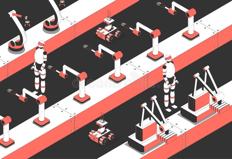 Industrial Robots Isometric Composition Stock Vector - Illustration of ...