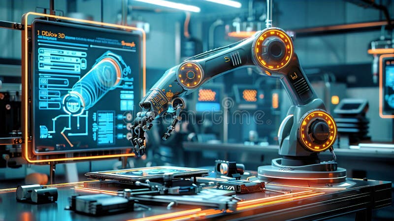 Industrial Robots in Manufacturing Processes Stock Image - Image of ...