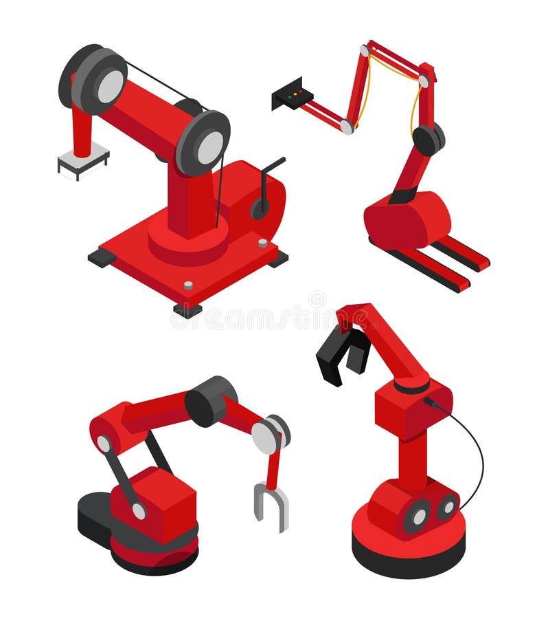 Industrial Robots Set for Efficient Production Stock Vector ...