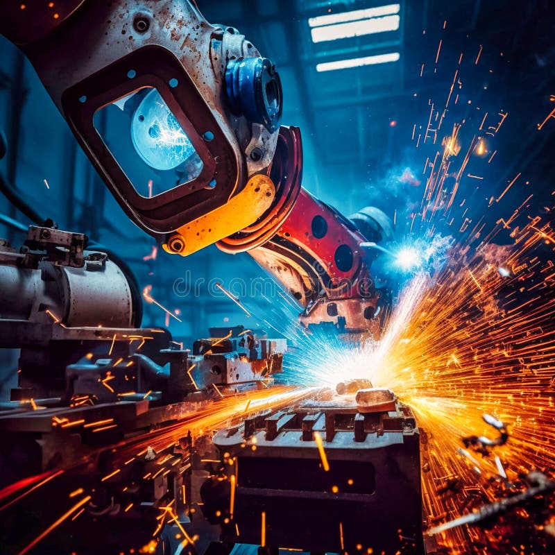 Industrial Robots are Welding Automotive Part, Generative AI Stock ...