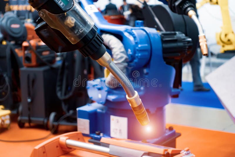 Industrial Robots for Welding Products Stock Photo - Image of process ...