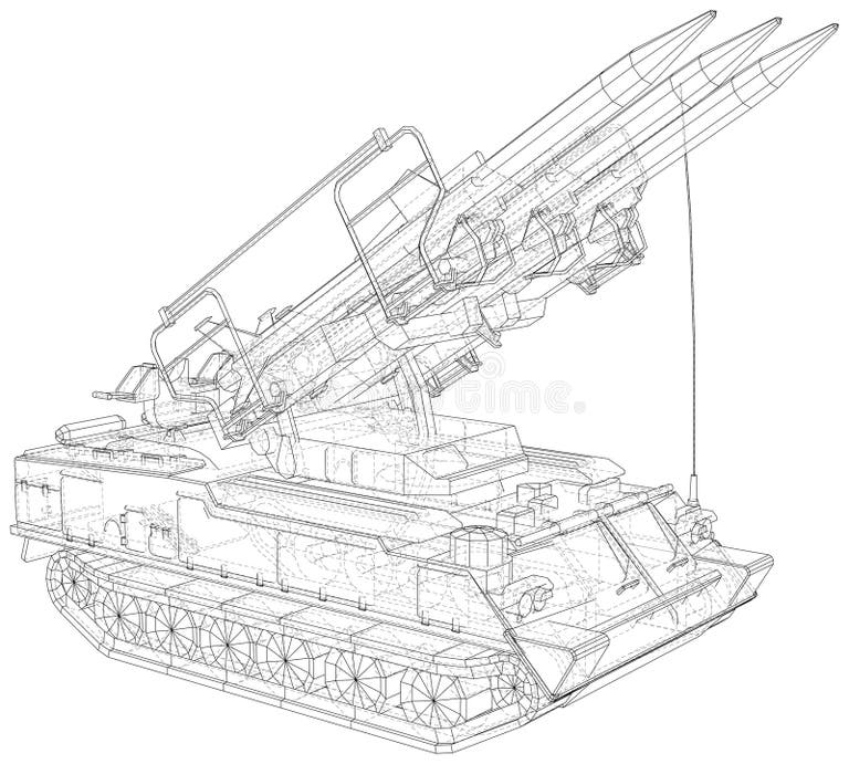 Industrial Rocket Launcher. Wire-frame Stock Vector - Illustration of ...